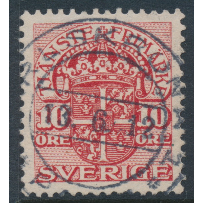 SWEDEN - 1911 10öre red Official (Tjänstemarke), lines watermark, used ...